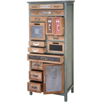 Hhg neuwertig] Apotheker-Schrank 316, Kommode, Tanne Holz massiv Vintage Shabby-Look 138x57x32cm