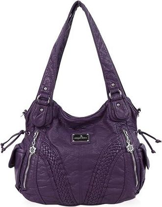 Generic Sac cabas pour femme, sac bandouli&egrave;re d&eacute;contract&eacute;, sac &agrave; main en cuir PU souple, sac tendance grande capacit&eacute;, beige 3, violet