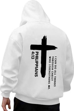 Generic Sweat a Capuche Homme Hooded Sweatshirt Sweatshirt Homme avec Design Imprim&eacute; de Dieu, Capuche et Manches Longues pour Confort Quotidien