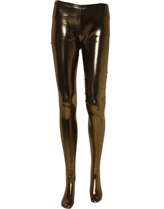 Dolce & Gabbana Womens Gold Metallic Leggings Pantyhose Stockings Socks Polyester Ealstane Clothing