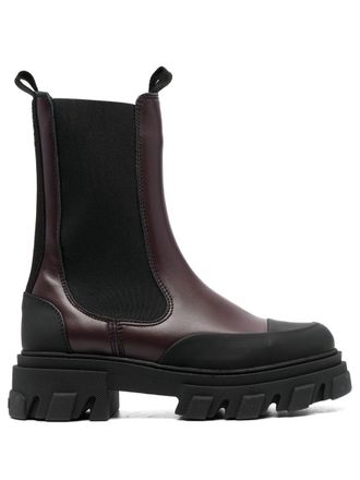 Ganni bottines chelsea &agrave; semelle crant&eacute;e - Violet