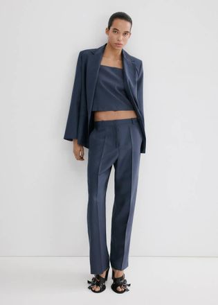 Mango Lyocell-Anzugweste blau - Damen - XXL - MANGO
