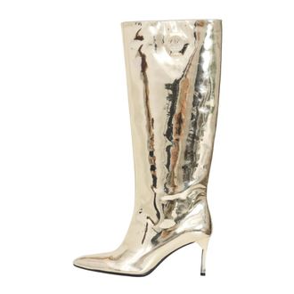 A|X Armani Exchange Reflektierende Kniehohe Stiefel mit Stiletto-Absatz - - Shoes - Damen - Gelb - 40 EU