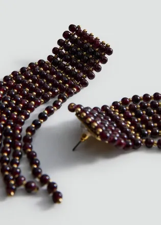 Mango Boucles doreilles avec un pendentif en cristaux bordeaux - Femme - Taille unique - MANGO