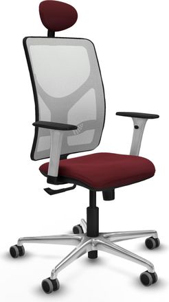 Piqueras y Crespo B&uuml;rostuhl mit wei&szlig;en und schwarzen Armlehnen, h&ouml;henverstellbare Lendenwirbelst&uuml;tze und festes Kopfteil, ausgestattet mit 3 Positionen, Wei&szlig;/Granatrot