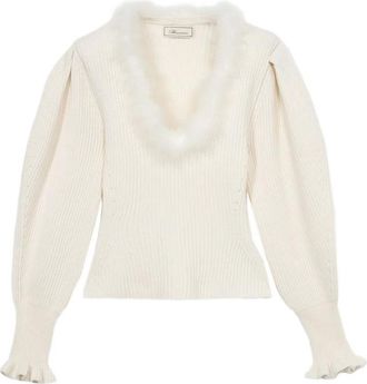 Blumarine Fur-detail Ribbed-knit Sweater