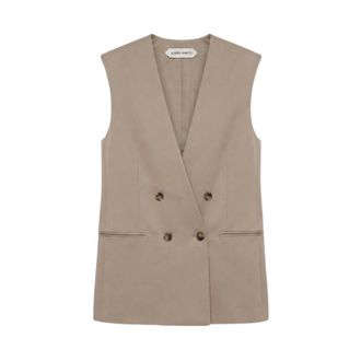 Alberta Ferretti Femme, Vestes, Gris, Taille: 40 FR Veste sans manches crois&eacute;e oversize