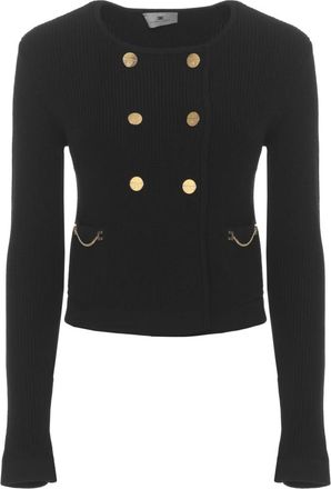 Elisabetta Franchi Femme, Pulls, Noir, Taille: 40 FR Cardigan Crois&eacute;