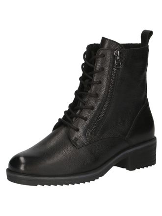 Caprice Comfort Damen Stiefeletten zum Schn&uuml;ren aus Leder mit Rei&szlig;verschluss, Schwarz (Black Nappa), 39 EU