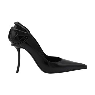 Diesel Femme, Chaussures, Noir, Taille: 36 EU Escarpins Noirs en Cuir avec Bout Pointu et Talon Aiguille