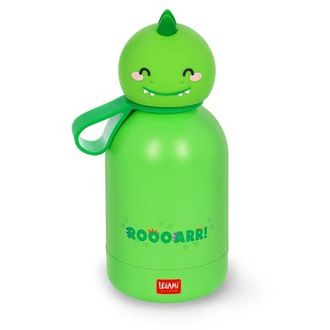 Legami Legami - Bouteille deau pour enfants Hot&Cold BFF, Dino, double couche en acier inoxydable 18/8 avec fermeture herm&eacute;tique, garde le chaud pendant 12 h