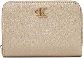 Calvin Klein Portefeuille en Cuir &agrave; Rabat Minimaliste Monogramme pour Femme, Marron (Ch&acirc;teau), One Size