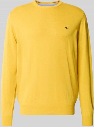Fynch-Hatton Strickpullover aus reiner Baumwolle mit Logo-Stickerei