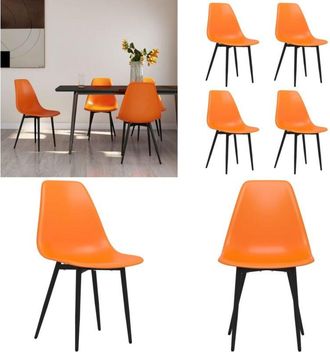 vidaXL Esszimmerstühle 4 Stk. Orange PP - Esszimmerstühle - Orange - Kunststoffsessel - PP Sessel - Moderne Stühle - Home & Living