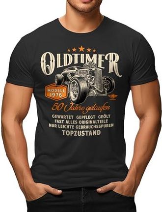 Lobo Negro T-shirt homme cadeau pour homme 50e anniversaire : mod&egrave;le de voiture classique mill&eacute;sime 1976 en parfait &eacute;tat, Hot Rod, XXL