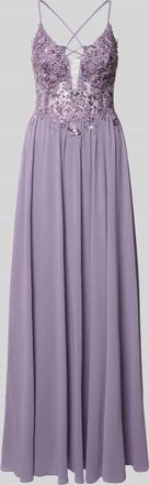 Mascara Abendkleid mit Spitze und Strasssteinbesatz