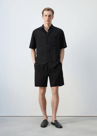 Mango Chemise fluide manches courtes noir - Homme - XXL - MANGO MAN