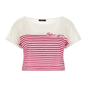 Balmain Marini&egrave;re Cropped T-Shirt - - Tops - Damen - Rosa - S