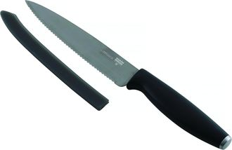 Kuhn Rikon 26588 COLORI Titanium graphit Allzweckmesser Kochmesser K&uuml;chenmesser gezackt, Kunststoff, 23,5 x 2,2 x 1,3 cm