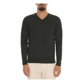 Hindustrie Merinowolle V-Ausschnitt Pullover - - Knitwear - Herren - Gr&uuml;n - M