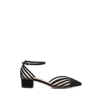Aquazzura Femme, Chaussures, Noir, Taille: 38 1/2 EU Escarpins ray&eacute;s &agrave; talon bloc