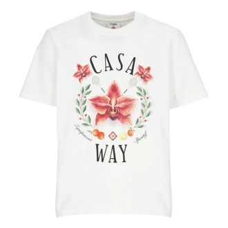 Casablanca Casa Way Orchid Logo Kurzarm-T-Shirt - - Tops - Herren - Wei&szlig; - XL