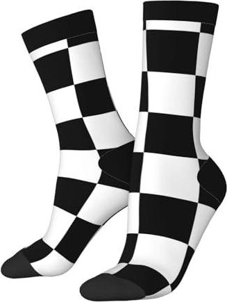 Generic Équipage Chaussettes Carreaux Noirs Et Blancs Chaussettes Basketball Durable Classiques Planche À Roulettes Bonneterie, Pour Course À Pied, Sport, Cyc