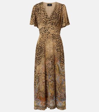 Etro Robe midi Paisley &agrave; motif l&eacute;opard