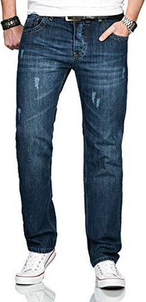 Alessandro Salvarini A. Salvarini Designer Jeans Basic pour homme Coupe droite - Bleu - 33 W/30 L