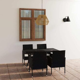 vidaXL 5-tlg. Garten-Essgruppe Poly Rattan Schwarz vidaXL686193