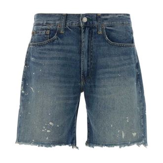 Polo Ralph Lauren Homme, Shorts, Bleu, Taille: W34 Short en denim &agrave; &eacute;claboussures de peinture