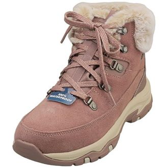 Skechers Femme Trego Snow Worries Bottine, Mauve Suede/Duraleather/Faux Fur, 39 EU