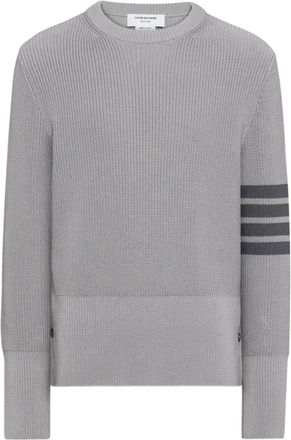 Thom Browne pull en coton à détail 4 bandes signature - Gris