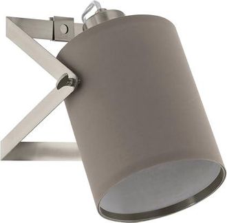 Eglo Tischlampe Villabate 1, 1 flammige Tischleuchte Vintage, Nachttischlampe aus Stahl und Textil, Wohnzimmerlampe in Nickel-Matt, Taupe, Weiß, Lampe mit 