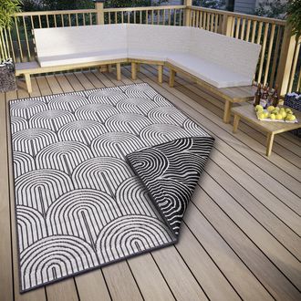 Hanse Home Pangli Outdoor Teppich Wetterfest - Wendeteppich Skandinavischer Boho Style Wasserfest Einfarbig Geometrisch 3D-Effekt f&uuml;r Garten, Balkon, Terrasse, W