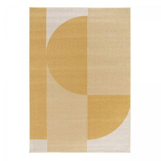 Un amour de tapis Unamourdetapis - Tapis salon et chambre 200x290 beige et jaune tissé motif géométrique contuni
