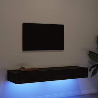 vidaXL Vidaxl - Meubles tv avec &eacute;clairage led 2 pi&egrave;ces Ch&ecirc;ne noir 60 x 35 x 15,5 cm