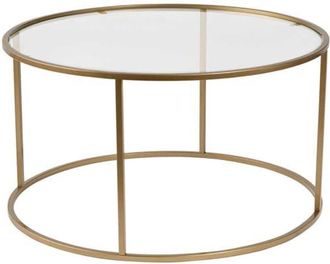 Hanah Home Elegant Coffee Table with 100% Tempered Glass Top (4 mm) & Sturdy Metal Frame (1.5 mm), 80 x 80 x 43 cm, Gold & Transparent Finish | Modern Design for