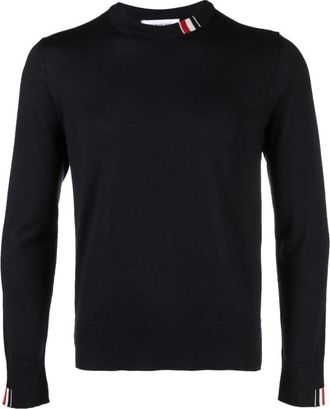 Thom Browne Fein gestreifter Merino-Jersey-Pullover mit Rundhalsausschnitt und entspannter Passform - - Knitwear - Herren - Blau - L