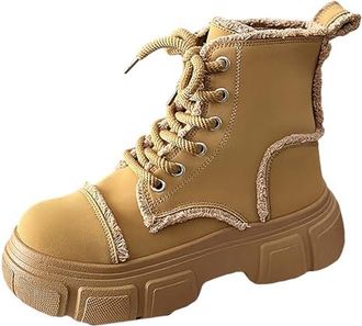 Jamron Homme Hiver Bottes Polaire de Combat Cap Toe Bottines &agrave; Lacets Jaune SN0707335 EU41.5