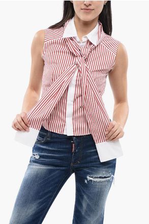 Dsquared2 Awning Striped Crop Shirt with Knotted Detail size 40