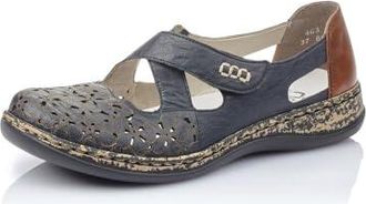 Rieker Femme Chaussures Basses 463H4, Dame Chaussures Basses avec Velcro,Velcro,Chaussure de Ville,Sneaker,Bleu (Blau / 14),39 EU / 6 UK