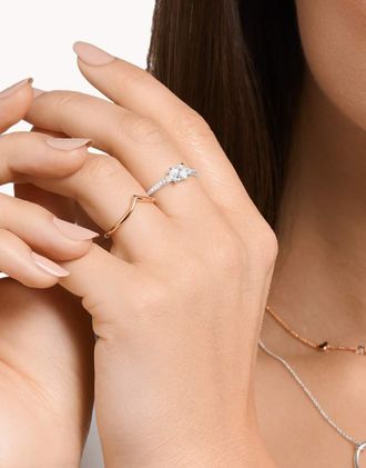 Thomas Sabo Bague en argent sterling 925 avec pierre blanche - Argent&eacute;