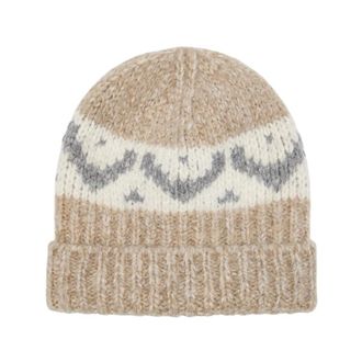 PESERICO Bonnet en maille jacquard c&ocirc;tel&eacute;e - Homme - Accessoires - Beige - Taille: L