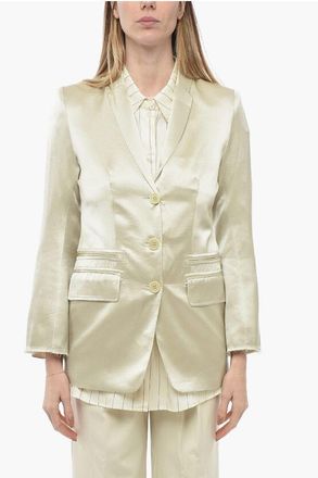 By Malene Birger Satin Multipocket Blazer with Raw Cut Detail size 38