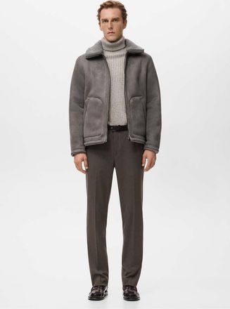 Mango Veste double face int&eacute;rieur moutonn&eacute; gris chin&eacute; moyen - Homme - XXL - MANGO MAN