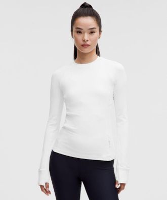 lululemon Its Rulu Geripptes Langarmshirt f&uuml;r Frauen - Gr&ouml;&szlig;e XL in White