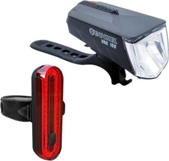 B&uuml;chel Fahrrad LED Set Vail 100 Lux mit R&uuml;cklicht Micro Lens COB StopTech