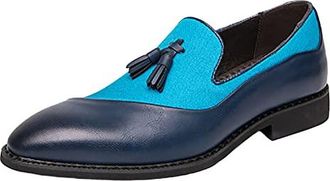 Generic Chaussures Oxfords pour Hommes Travail, Derby Mens Shoes, d&eacute;contract&eacute;es en Cuir de Couleur Unie Pointues Britanniques (Blue 42)