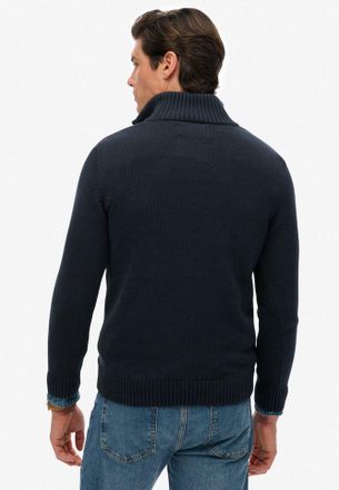 Superdry Strickpullover COTTON KNIT HENLEY aus Baumwolle, Slim Fit, mit Stehkragen, h&uuml;ftlange Form, pflegeleicht